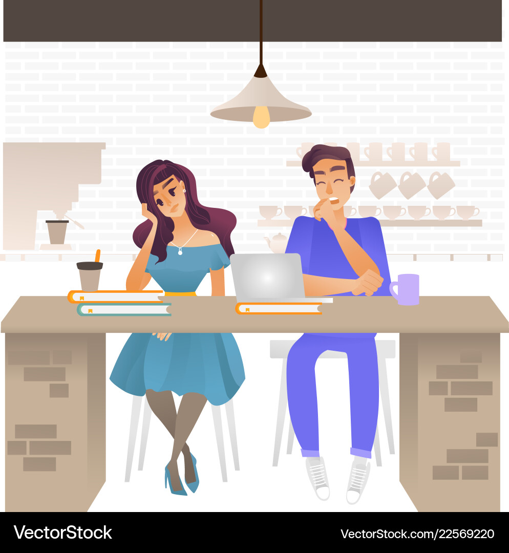 Bored people - young tired Royalty Free Vector Image