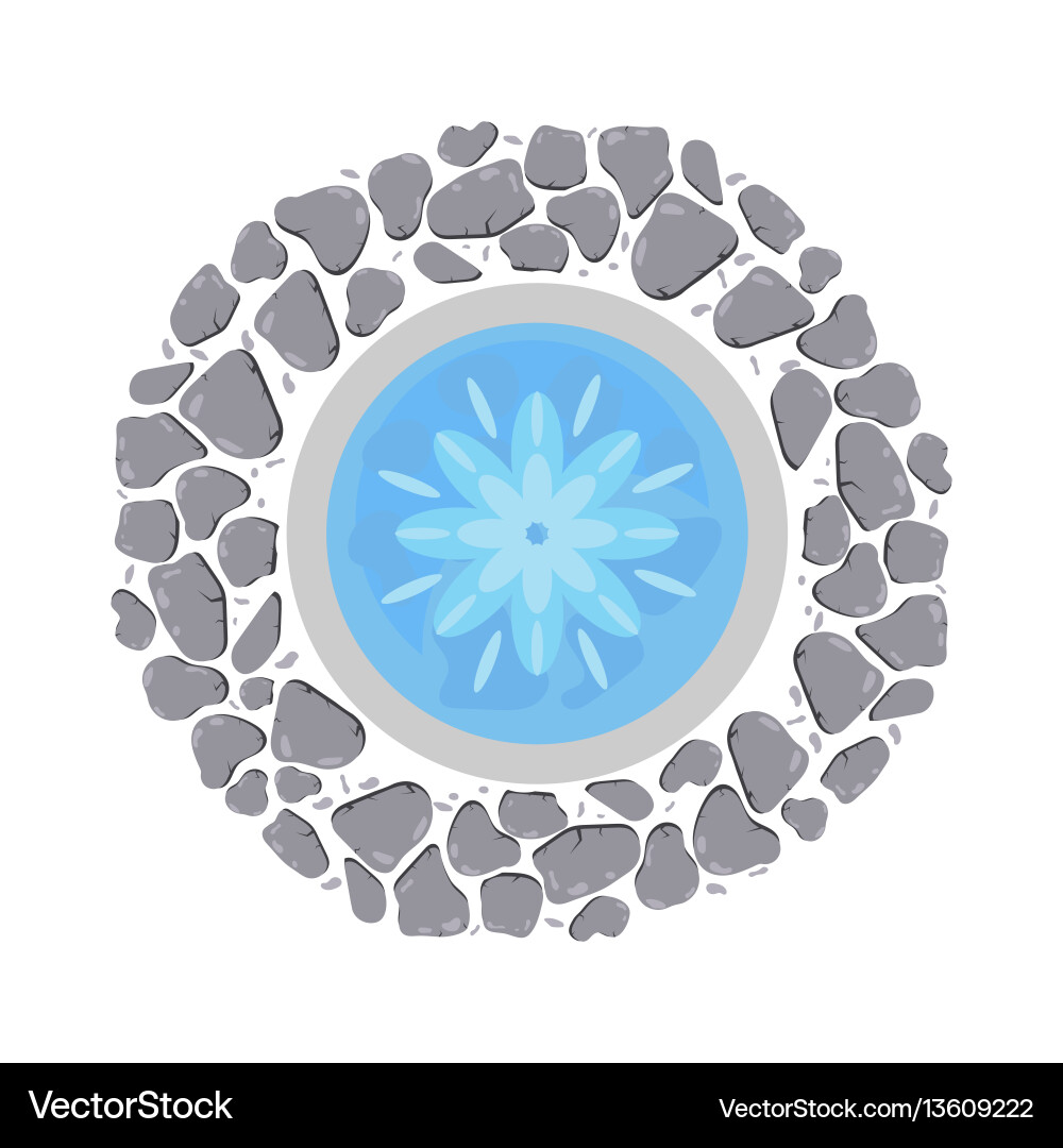 Fountain with flowing water top view Royalty Free Vector