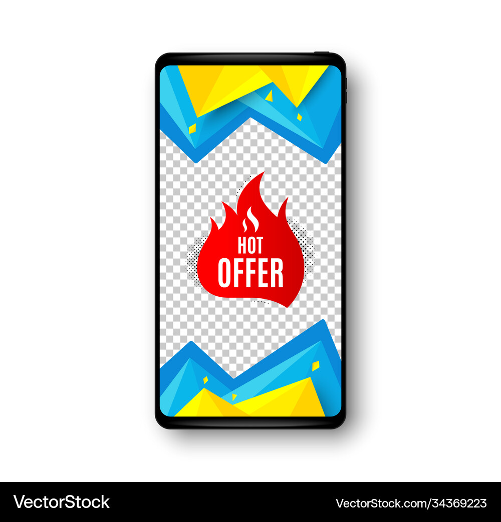 Hot offer banner discount sticker shape Royalty Free Vector