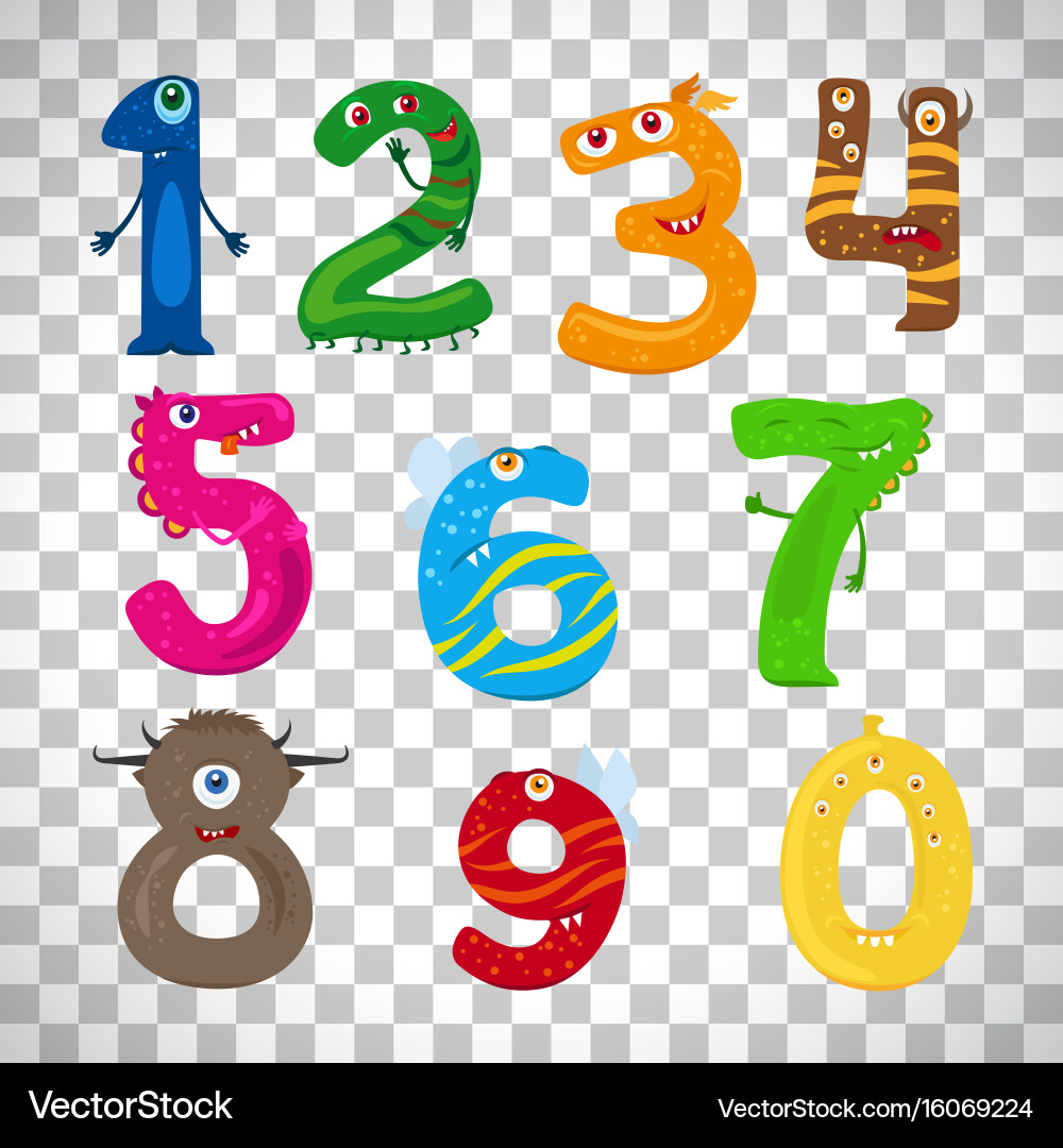 Monster numbers on transparent background Vector Image