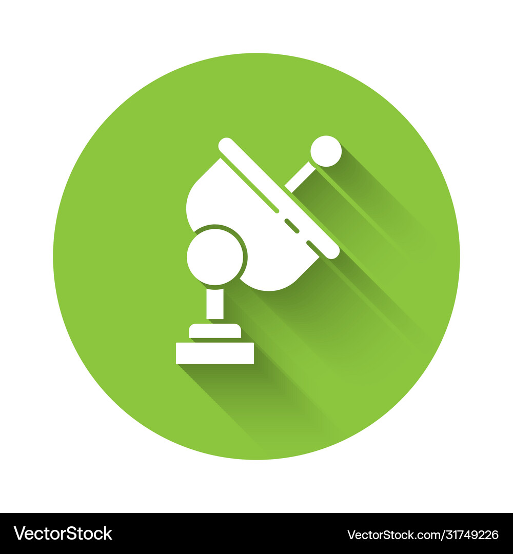 White radar icon isolated with long shadow search Vector Image