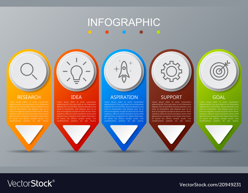 Infographic template with arrow on gray background