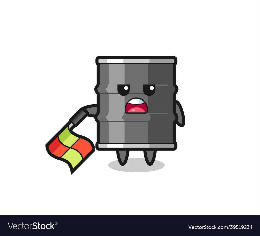 Oil Drum Character As Line Judge Hold The Flag Vector Image oil-drum-character-as-line-judge-hold-the-flag-vector-image