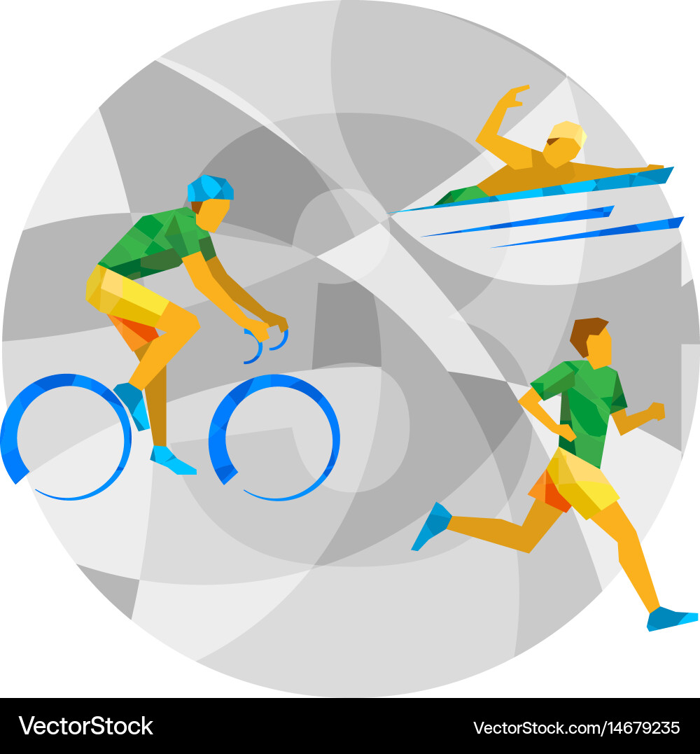 Triathlon with abstract patterns Royalty Free Vector Image