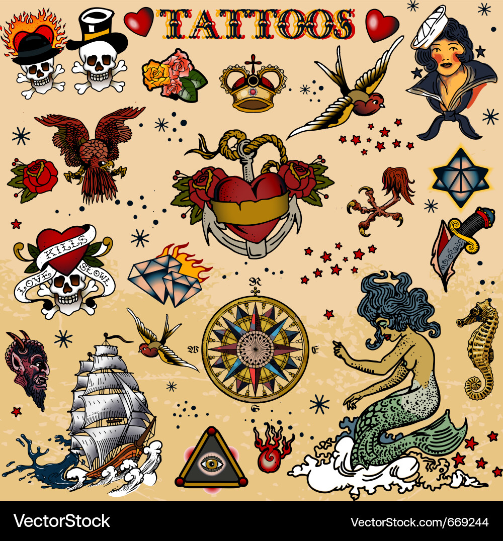 Classic tattoos Royalty Free Vector Image - VectorStock