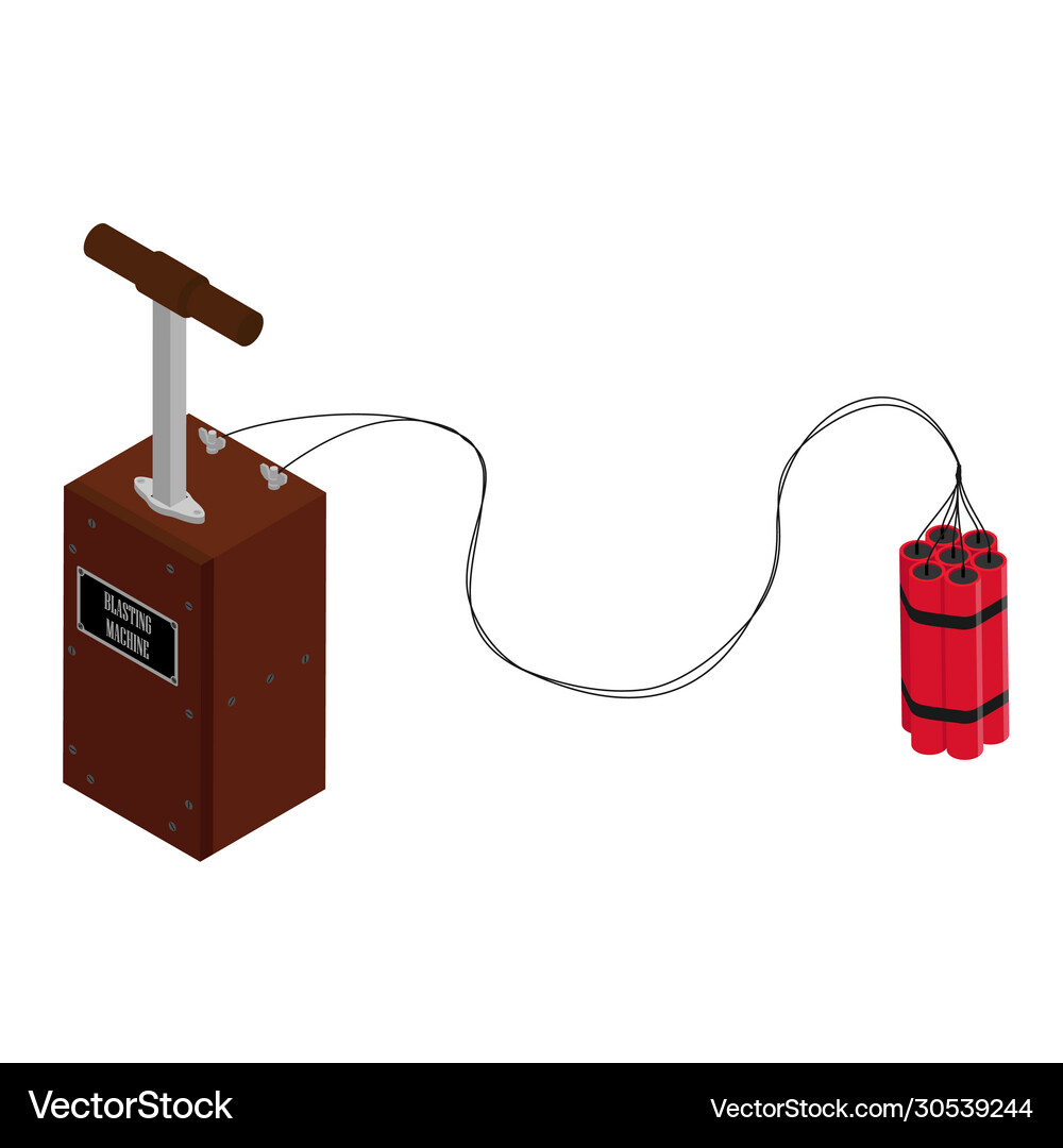 Detonator box with dynamite sticks blasting Vector Image