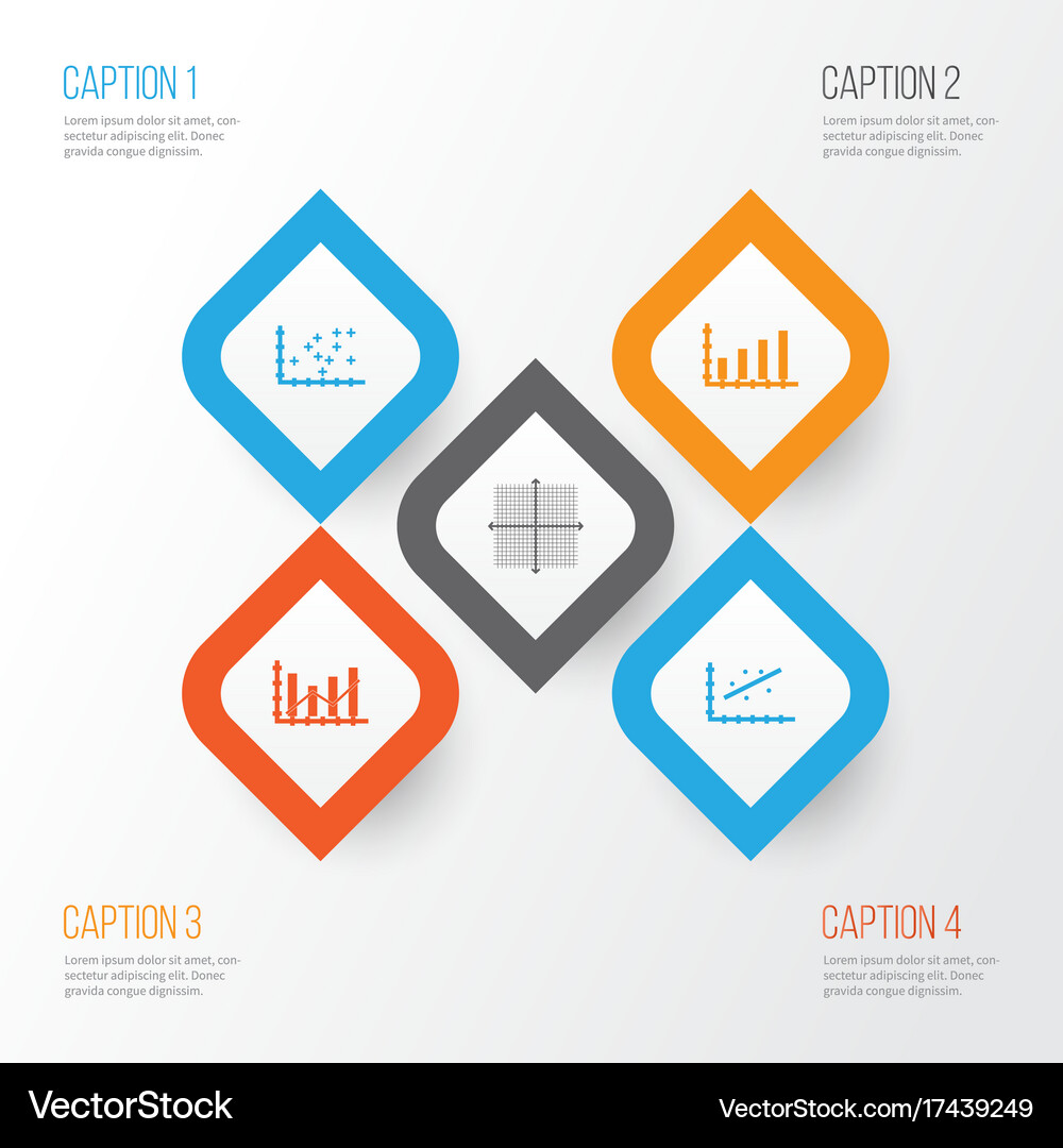 Set of graphs diagrams and statistics icons Vector Image