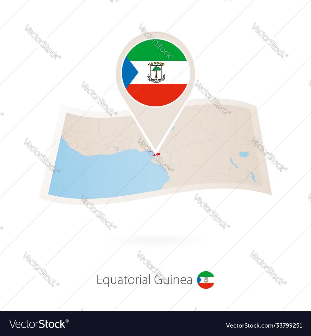 Folded paper map equatorial guinea with flag Vector Image