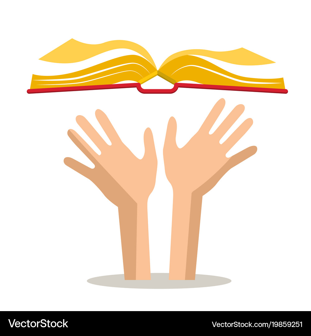 Human hands with open book Royalty Free Vector Image