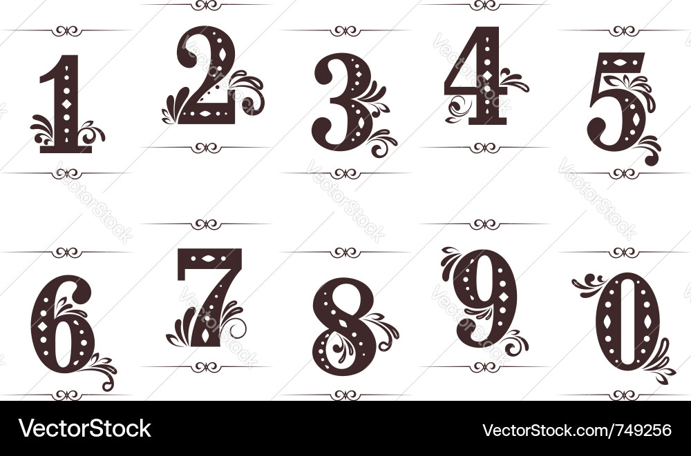Vintage numbers set Royalty Free Vector Image - VectorStock