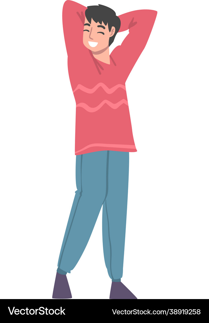 Positive man character standing with smiling face Vector Image