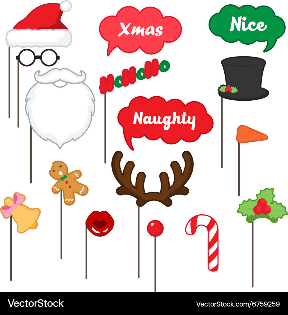 Photo booth props for merry Christmas Royalty Free Vector Image ...