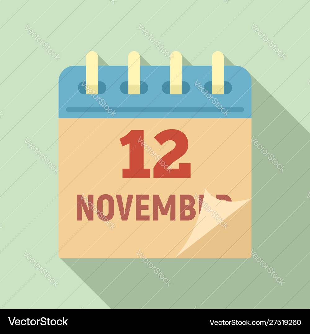 12 november calendar icon flat style Royalty Free Vector
