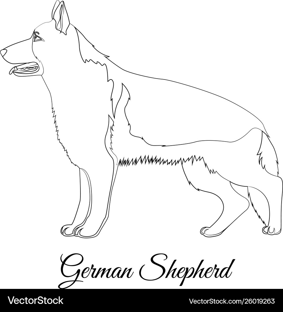 German shepherd cartoon dog outline Royalty Free Vector