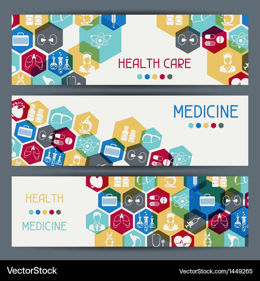 Medical and health care horizontal banners Royalty Free Vector Image ...