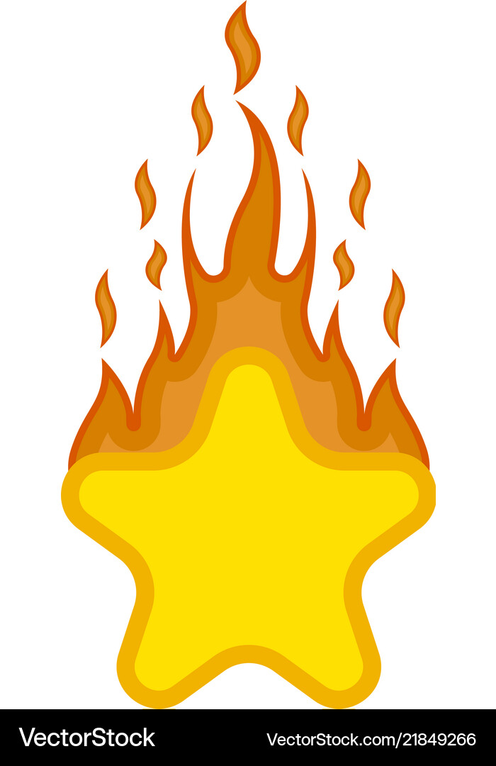 Comic star shape on fire icon Royalty Free Vector Image