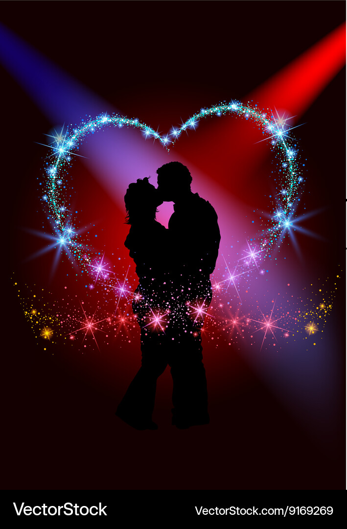 Lovers inside the sparkling heart Royalty Free Vector Image