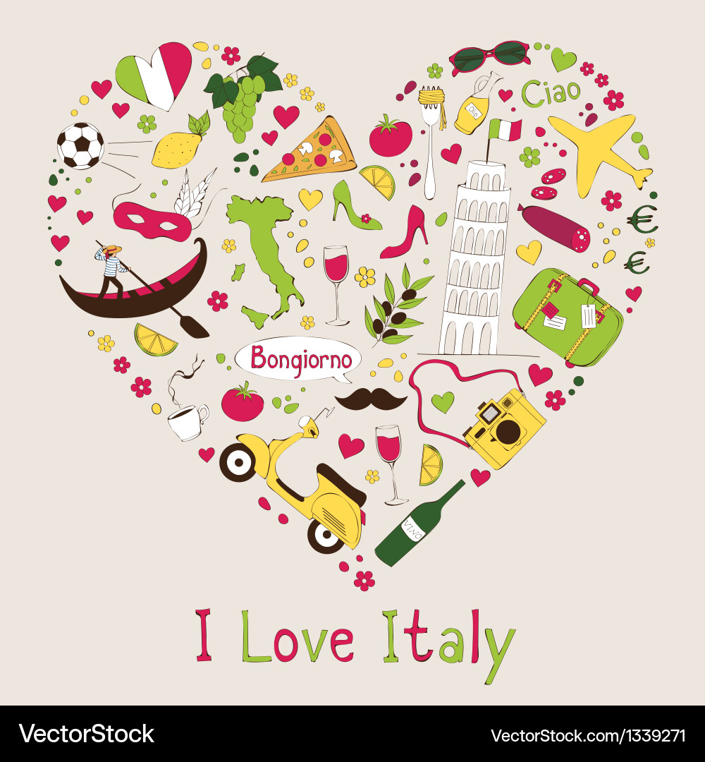 I love Italy Royalty Free Vector Image - VectorStock