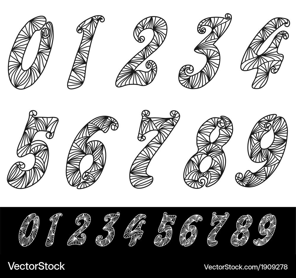 Decorative numbers Royalty Free Vector Image - VectorStock