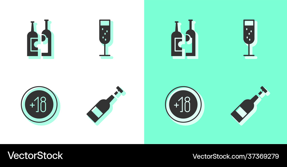 Set opened bottle wine bottles alcohol 18 Vector Image