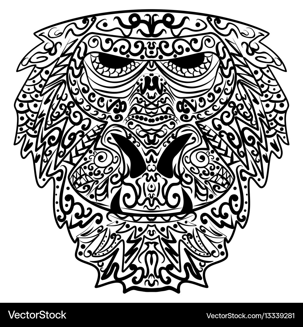 Monkey stylized entangle style ethnic Royalty Free Vector