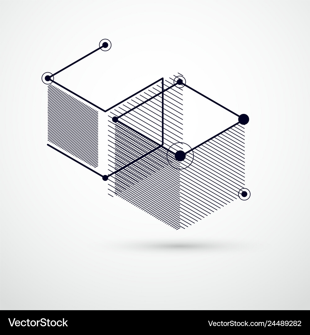 Abstract modern retro black and white 3d Vector Image