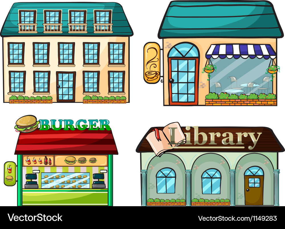 Cartoon Shops set Royalty Free Vector Image - VectorStock