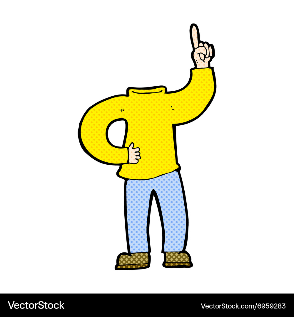 Comic cartoon headless body with raised hand Vector Image