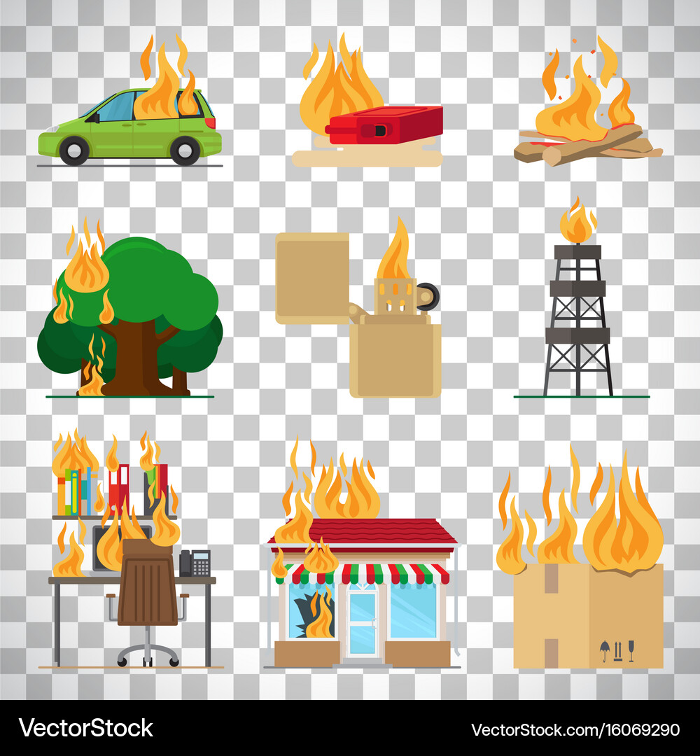 Fire safety infographic on transparent background Vector Image