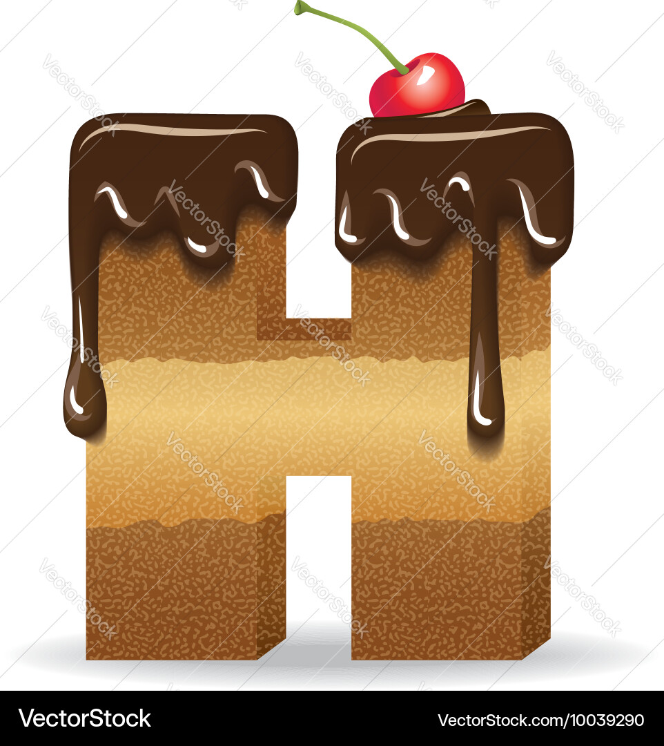 Cake letter H- birthday font Royalty Free Vector Image