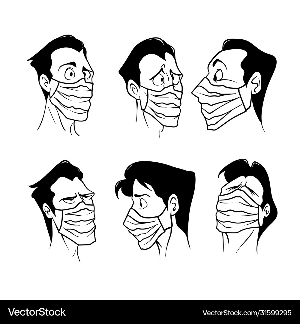 Set images a man in a face mask Royalty Free Vector Image