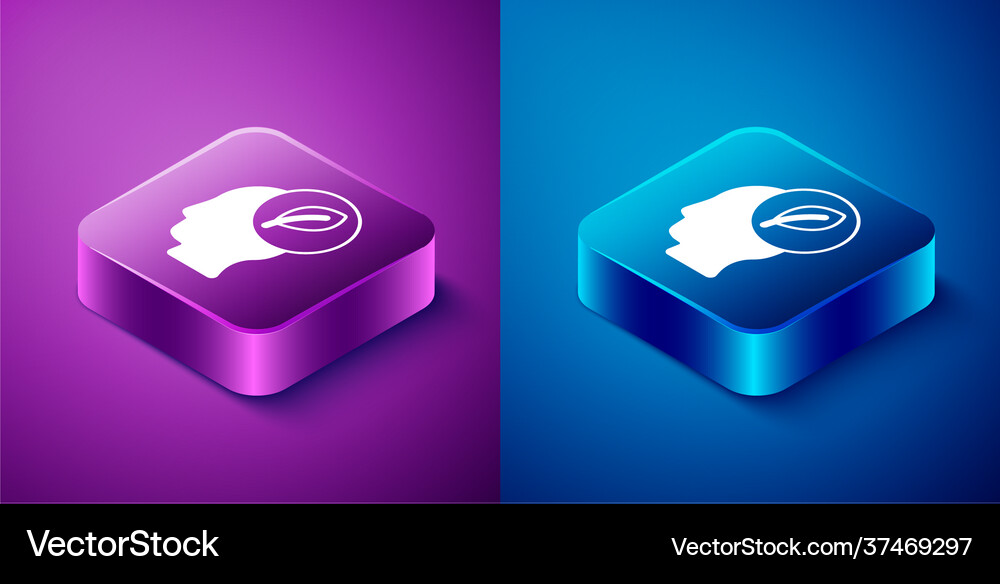 Isometric human head with leaf inside icon Vector Image