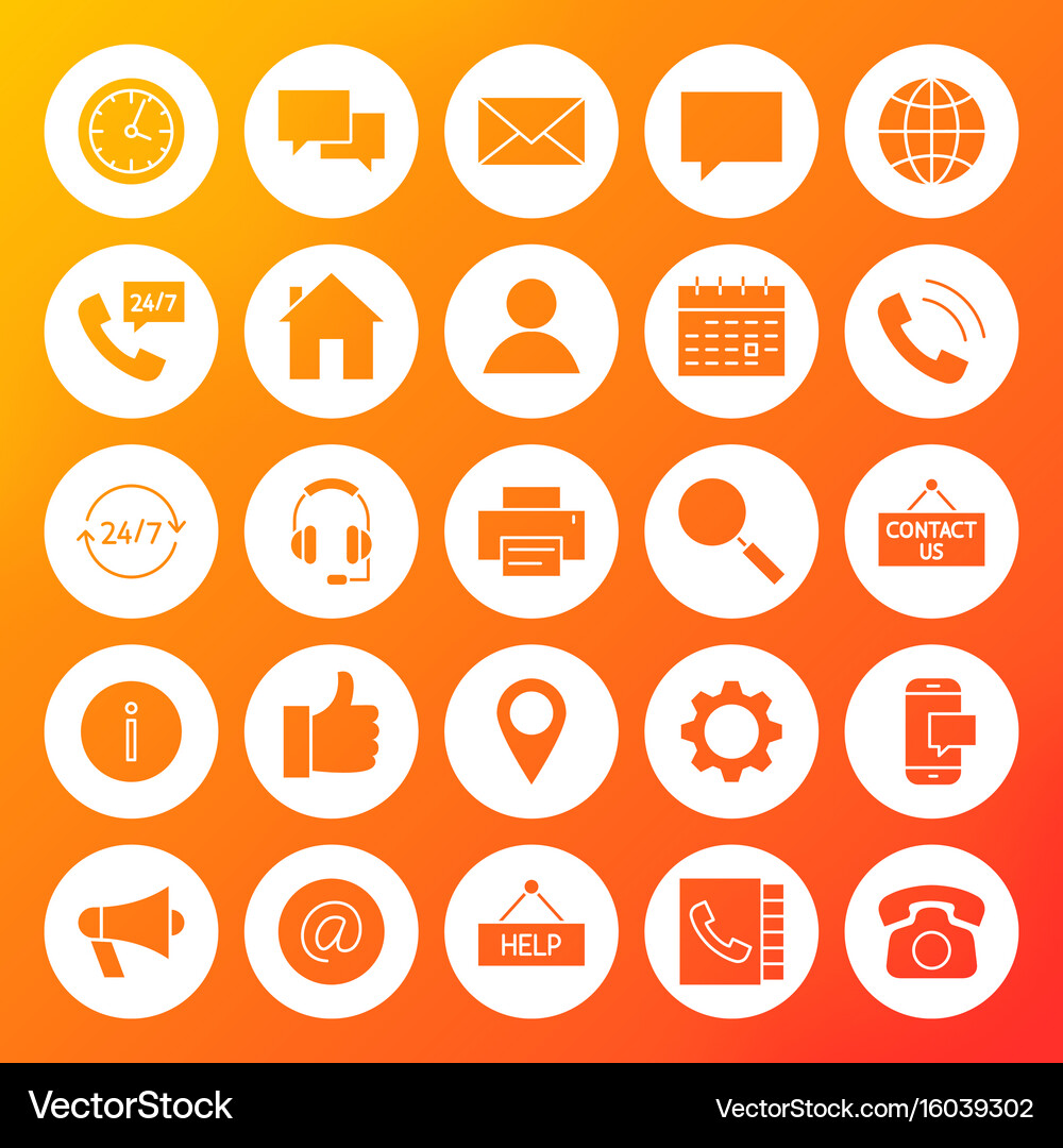 Contact us solid circle icons Royalty Free Vector Image