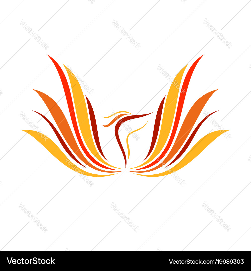 Abstract flame phoenix wings line art symbol Vector Image