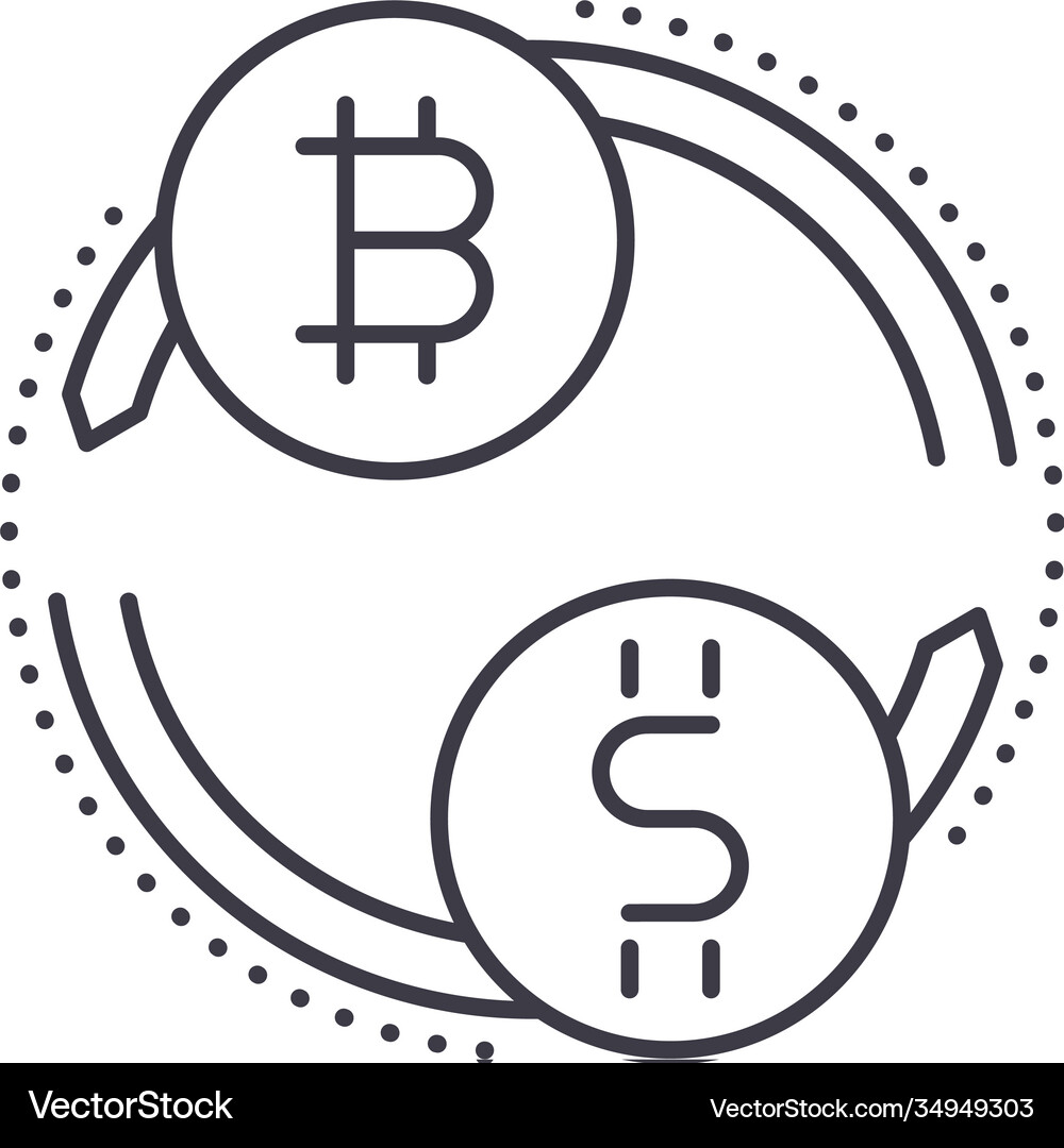 Cryptocurrency exchange icon linear isolated Vector Image