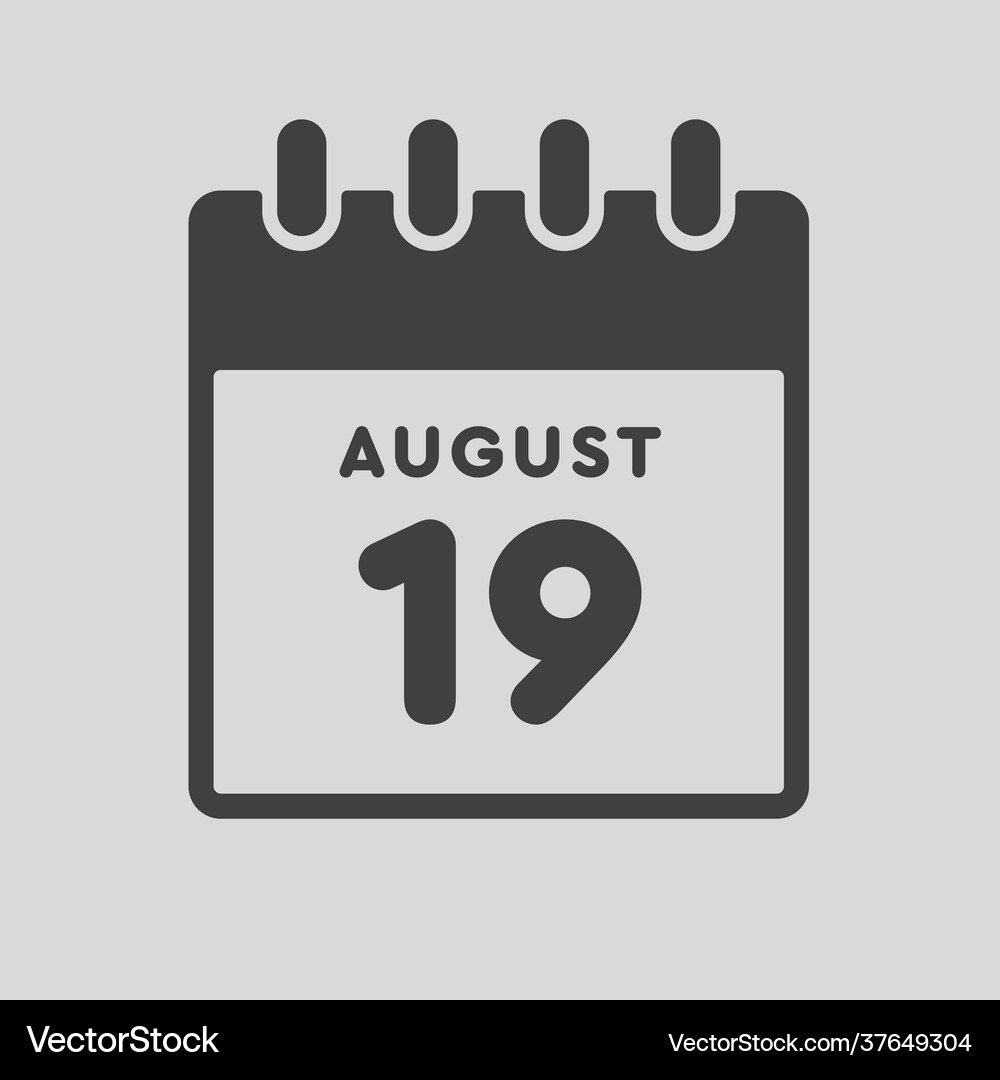 Icon day date 19 august template calendar page Vector Image