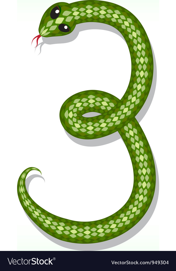 Snake font Digit 3 Royalty Free Vector Image - VectorStock Snake font Digit 3 Royalty Free Vector Image - VectorStock