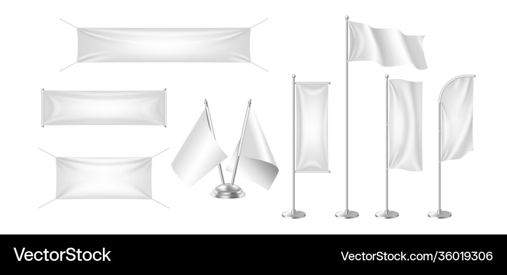 Set realistic textile banners posters Royalty Free Vector