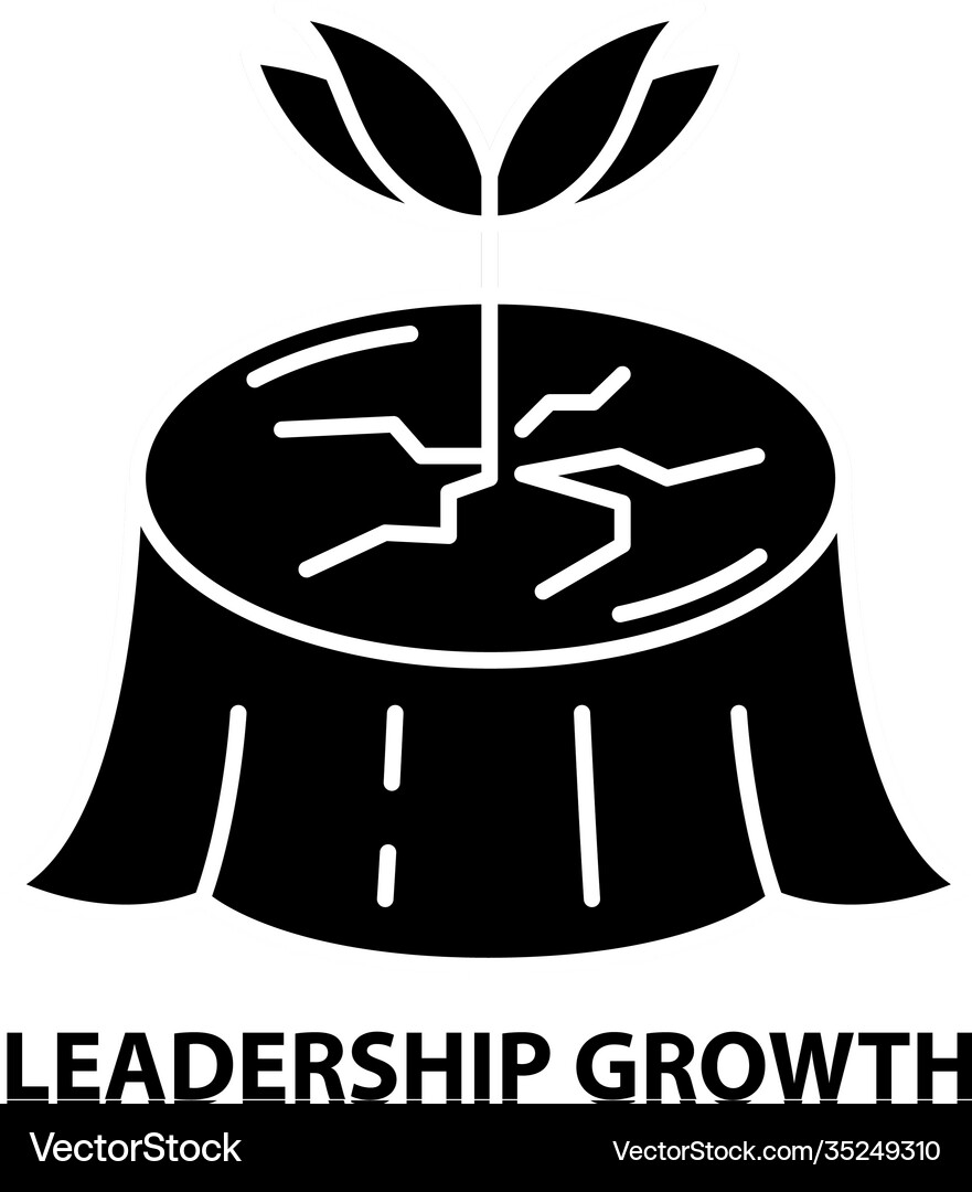 Leadership growth icon black sign Royalty Free Vector Image