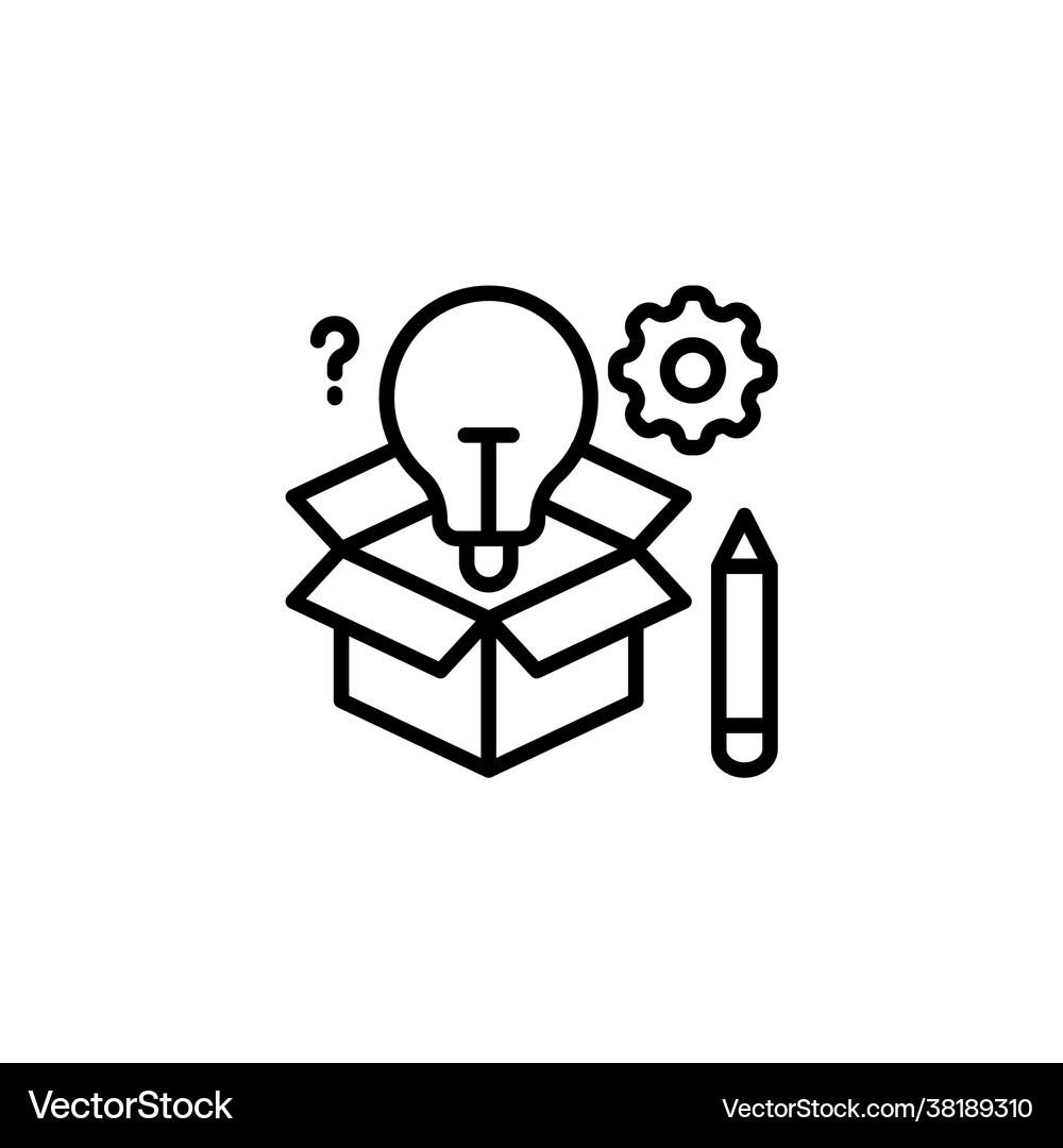 Thinking outside box icon in logotype Royalty Free Vector