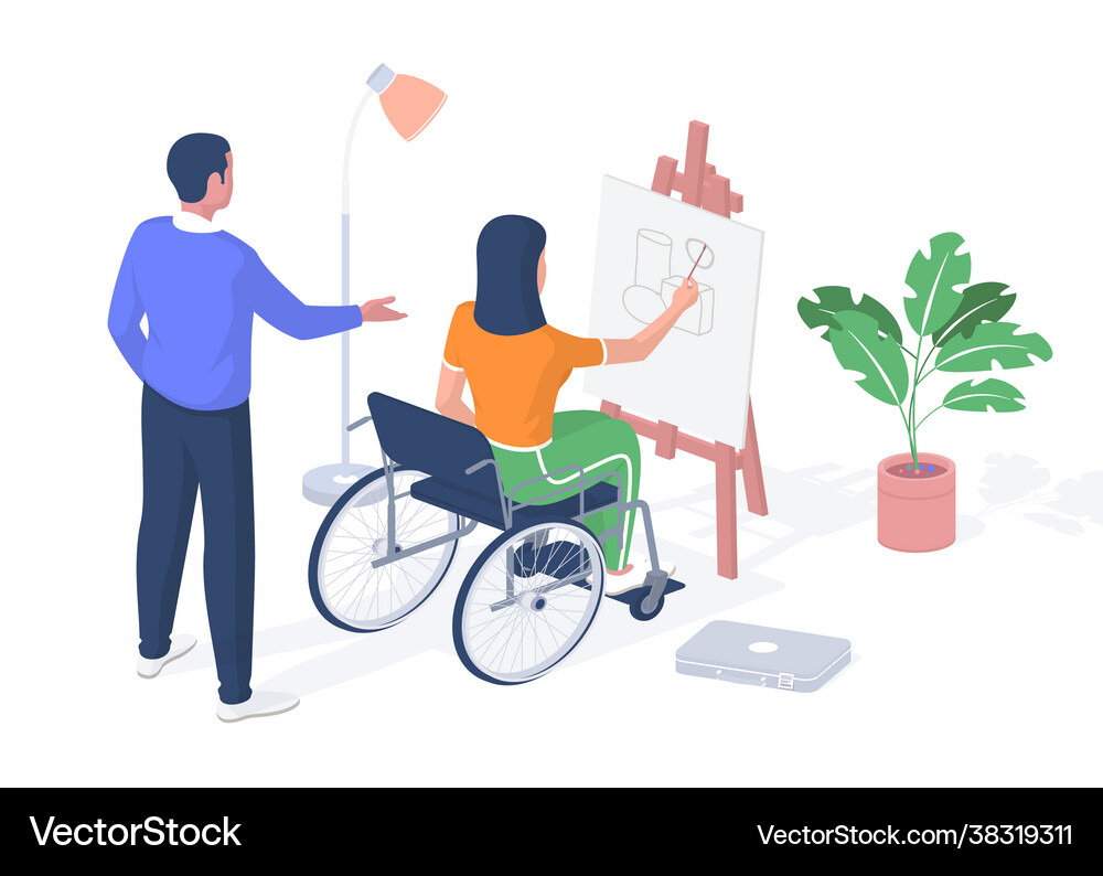 Teaching students with disabilities woman Vector Image