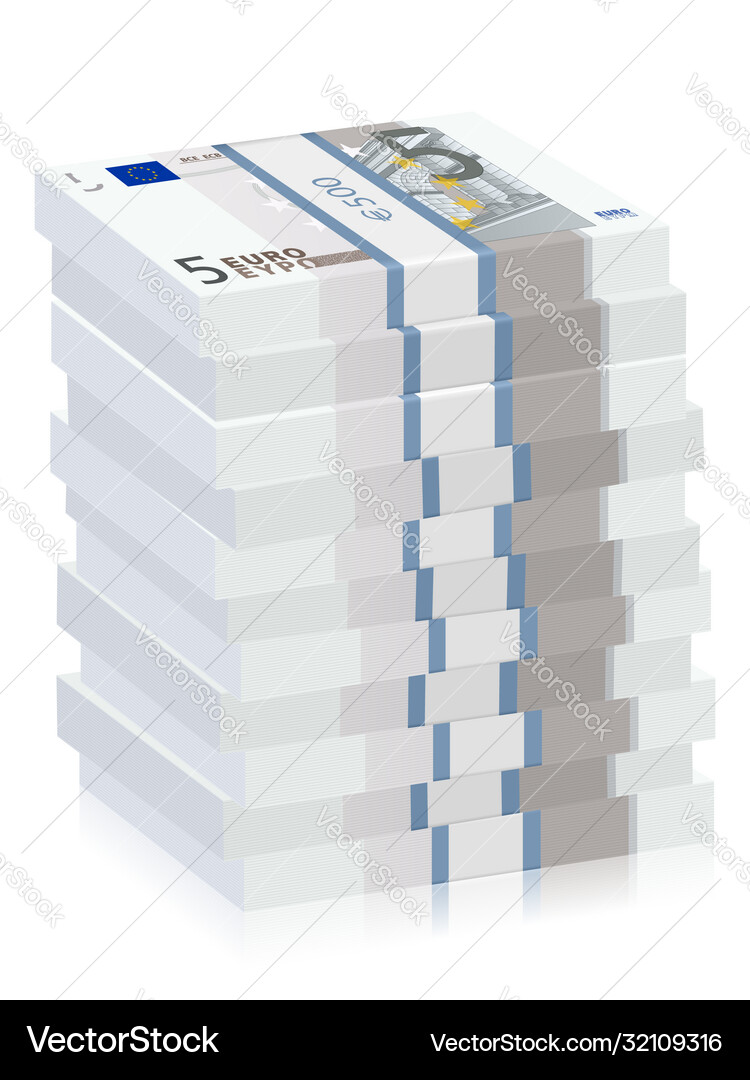 Five euro banknotes stacks Royalty Free Vector Image