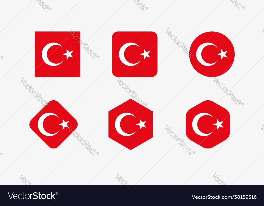 Turkey flag set t rk bayra national flag Vector Image