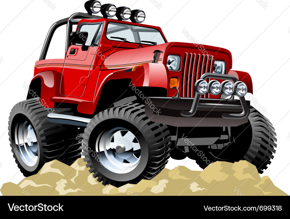 Cartoon jeep one-click repaint Royalty Free Vector Image