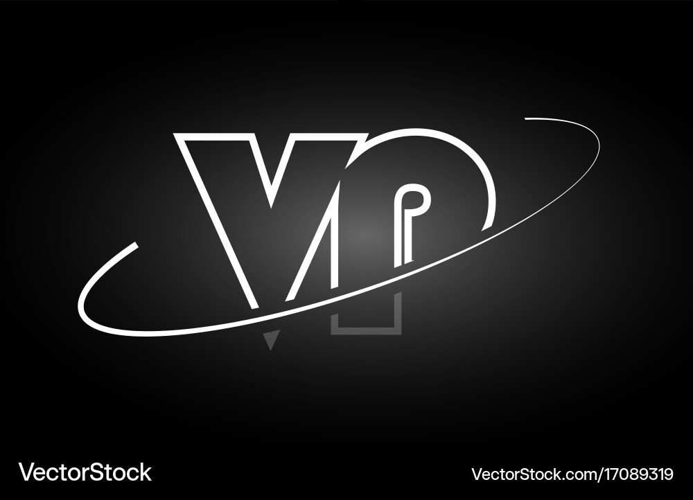 Vp v p letter alphabet logo black white icon Vector Image
