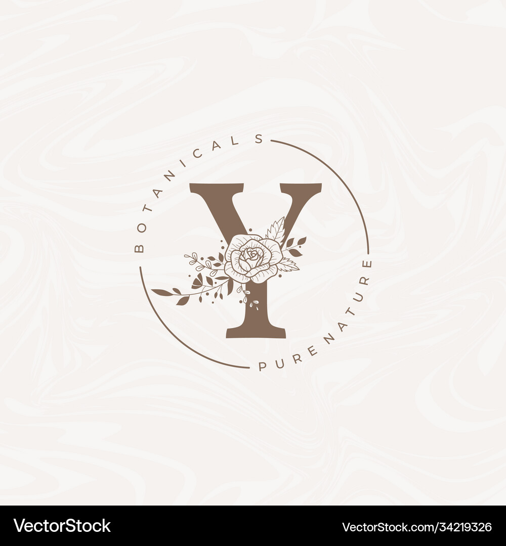Letter y botanical flowers initial wedding Vector Image