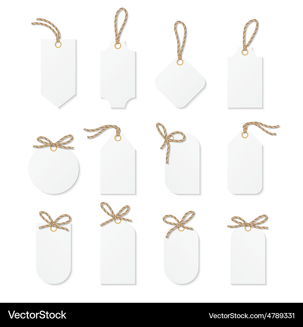 Tags and labels with rope bows ribbons Royalty Free Vector