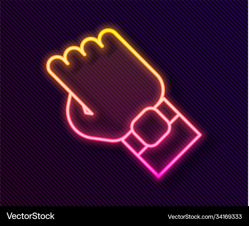 Glowing neon line smart watch on hand icon Vector Image