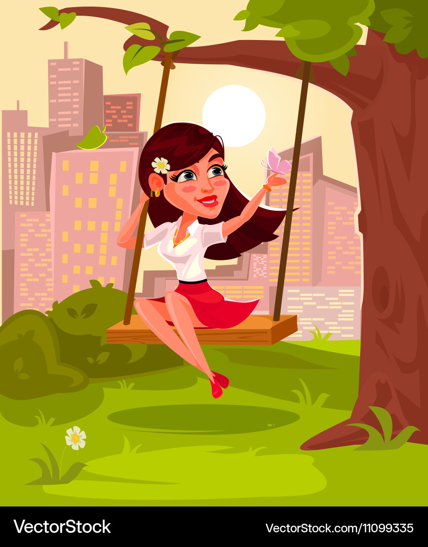 A young girl sitting Royalty Free Vector Image