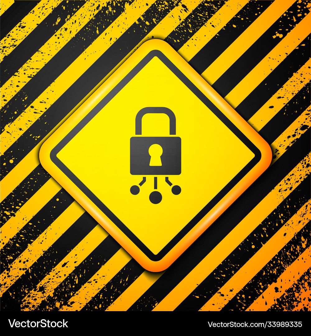Black cyber security icon isolated on yellow Vector Image